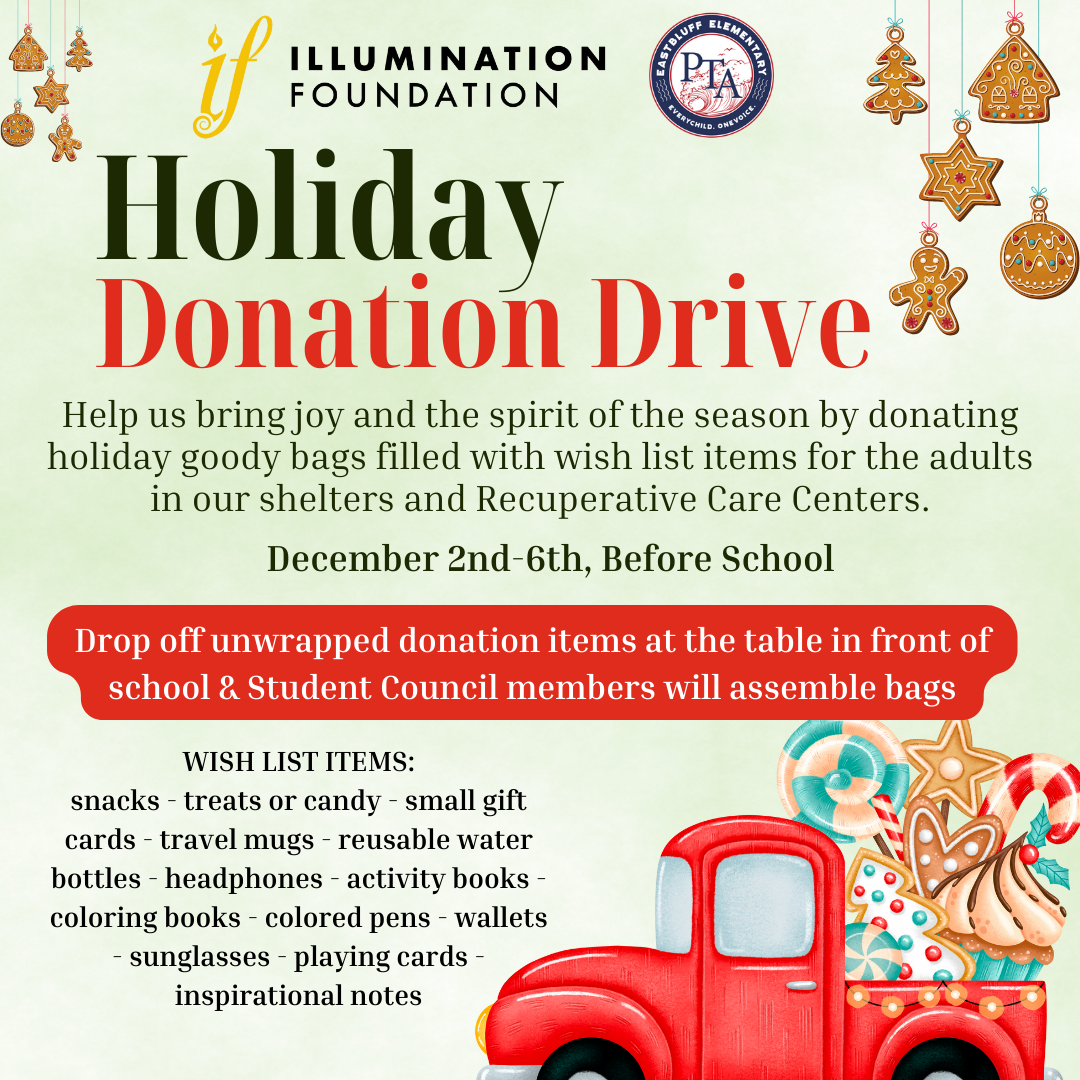 Holiday Donation Drive – EASTBLUFF ELEMENTARY PTA