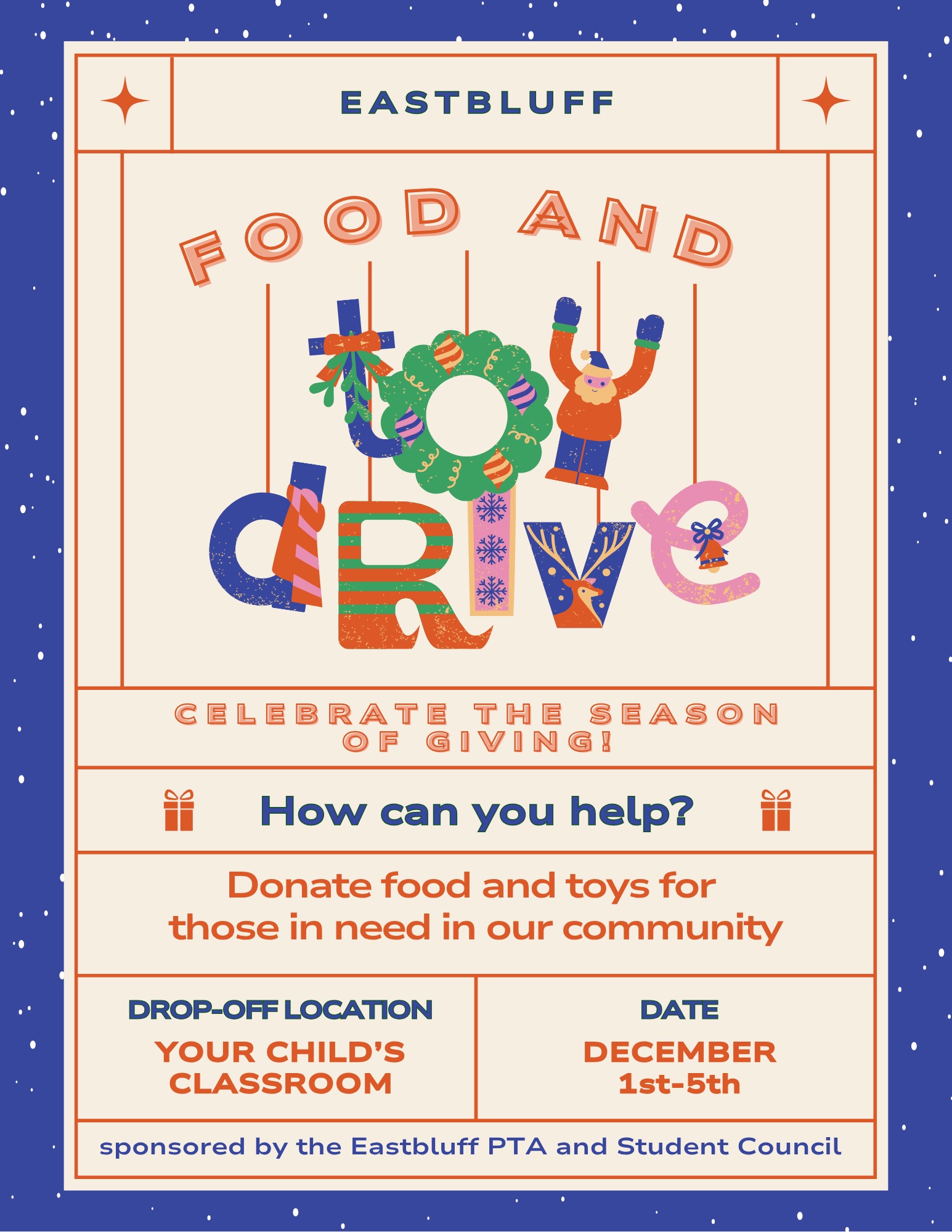 Eastbluff Food and Toy Drive – EASTBLUFF ELEMENTARY PTA